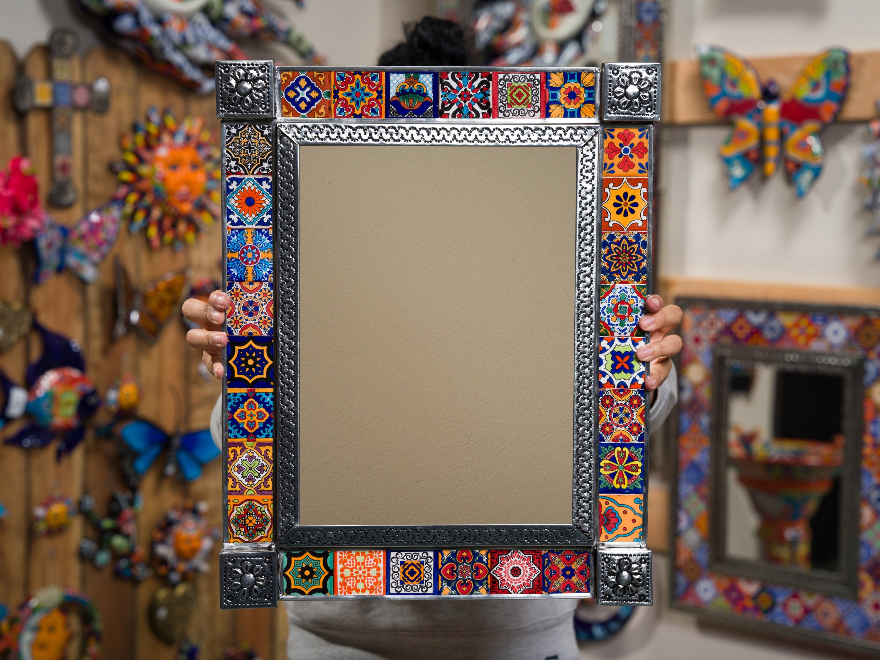 Talavera Wall Mirror Authentic Mexican Tiles Antique Look - Etsy