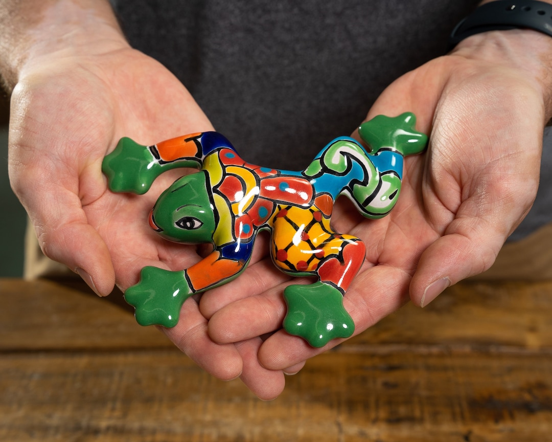 Mini Ceramic Frog, Deep Green, Talavera Mexican Handmade Pottery, Wall ...