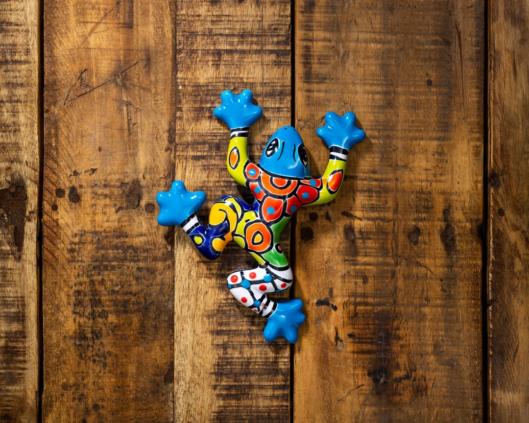 Mini Ceramic Frog, Turquoise, Talavera Mexican Handmade Pottery, Wall ...