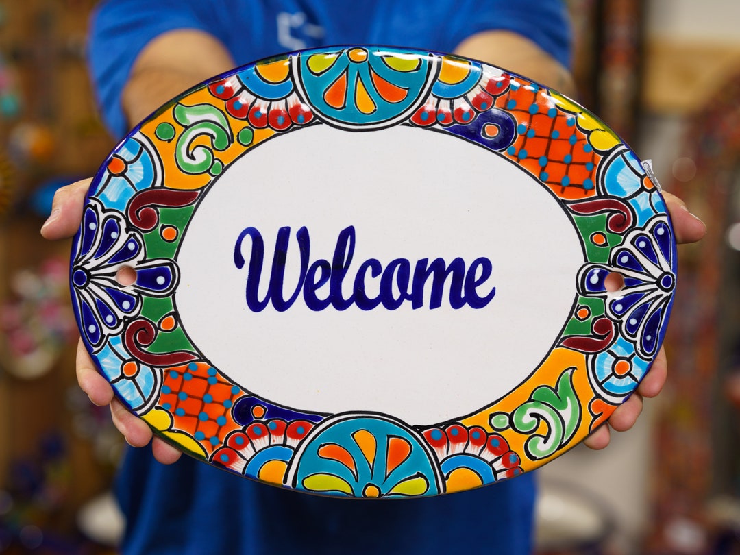 Welcome Sign for Porch Entryway Mexican Pottery Talavera Ceramic ...