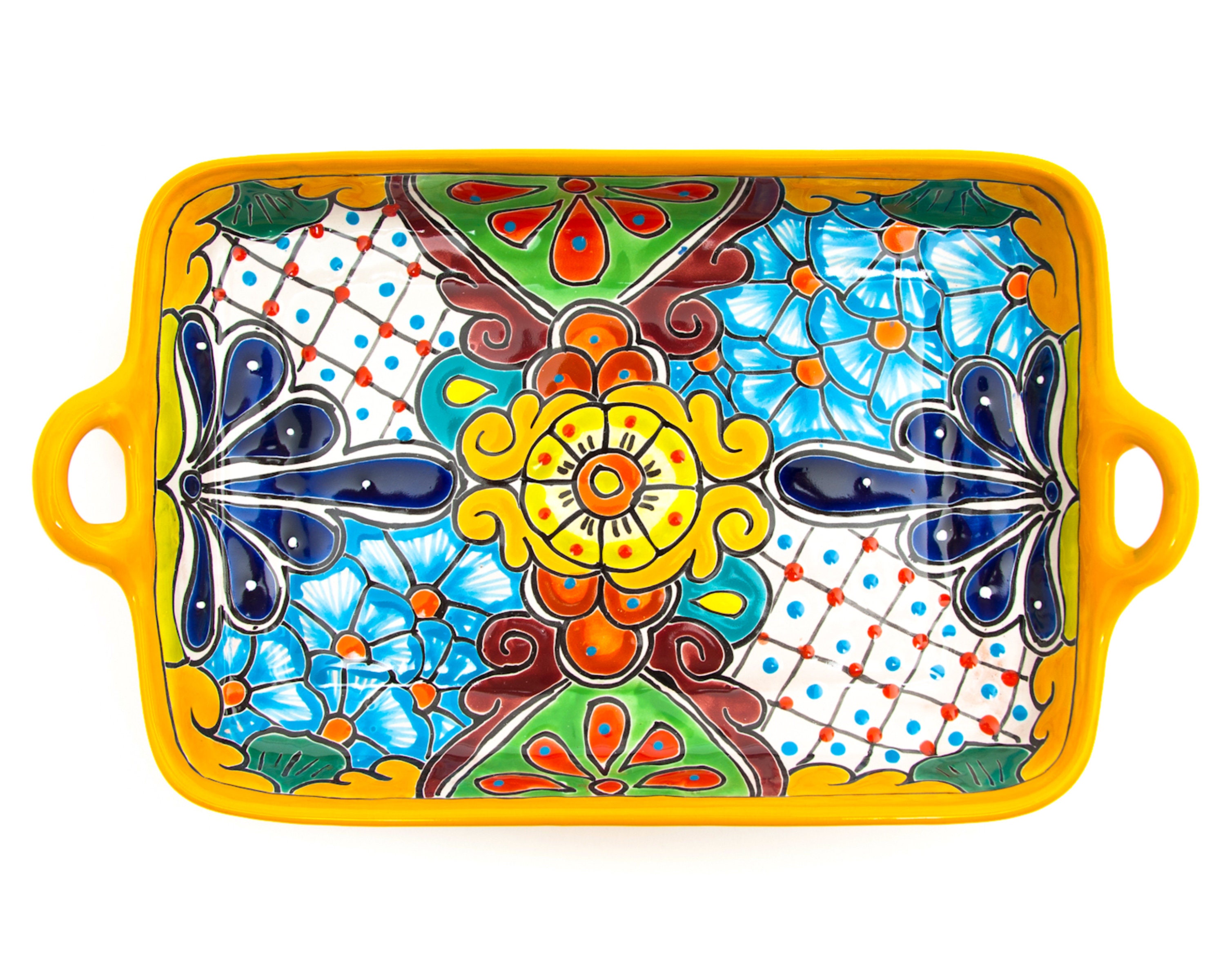 Talavera Pottery Hand Painted Ceramic Large Rectangle Serving | Etsy