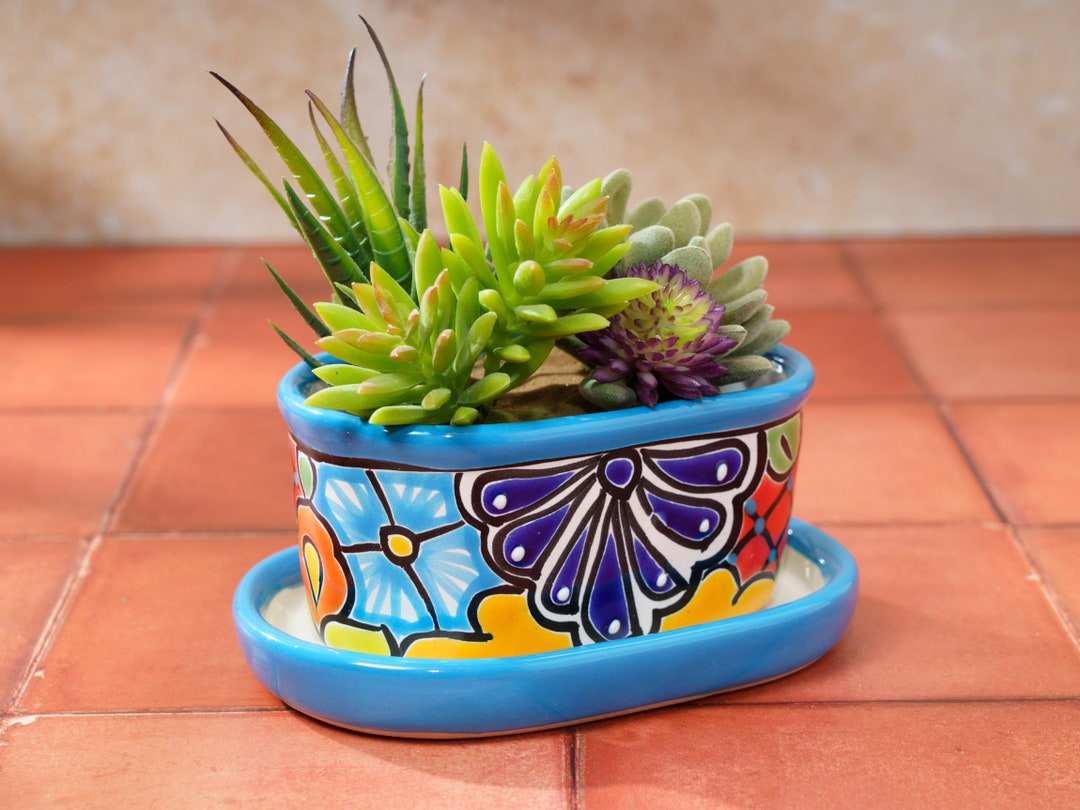 Mexican Pottery Talavera Planter Succulent Pot Mexico Vase Flower Pot ...