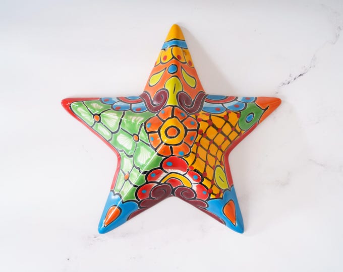 Mexican Star Talavera Ceramic Pottery Mexico Wall Art Folk Art Hanging ...