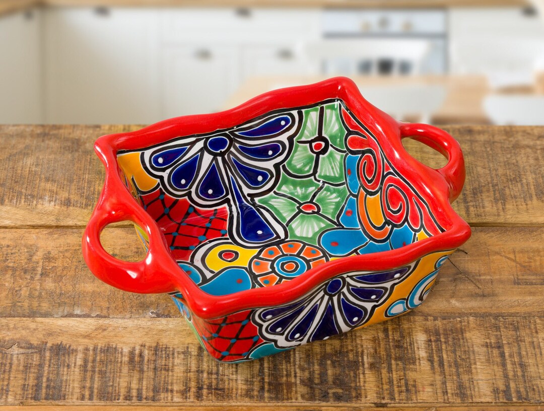 Talavera Pottery Hand Painted Ceramic Scalloped Serving Bowl - Etsy