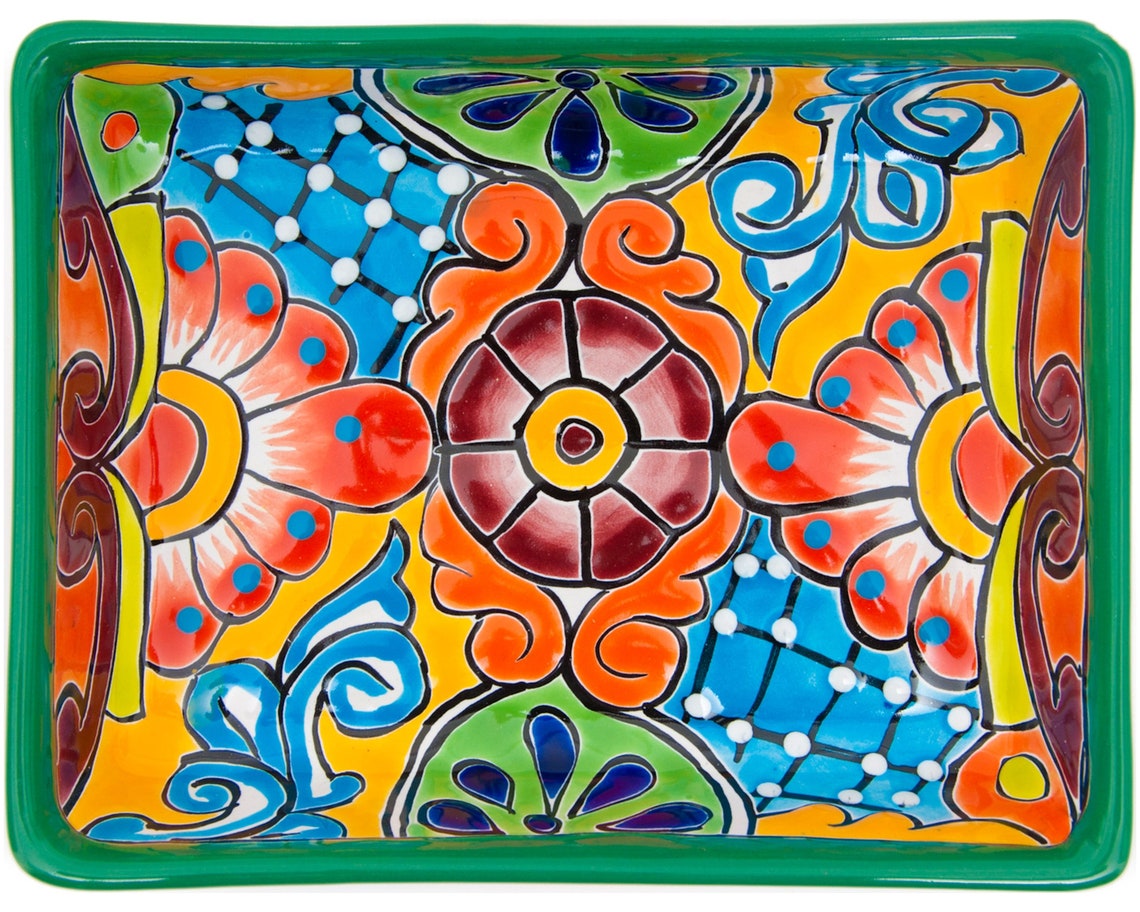 Talavera Pottery Hand Painted Ceramic Rectangle Appetizer | Etsy