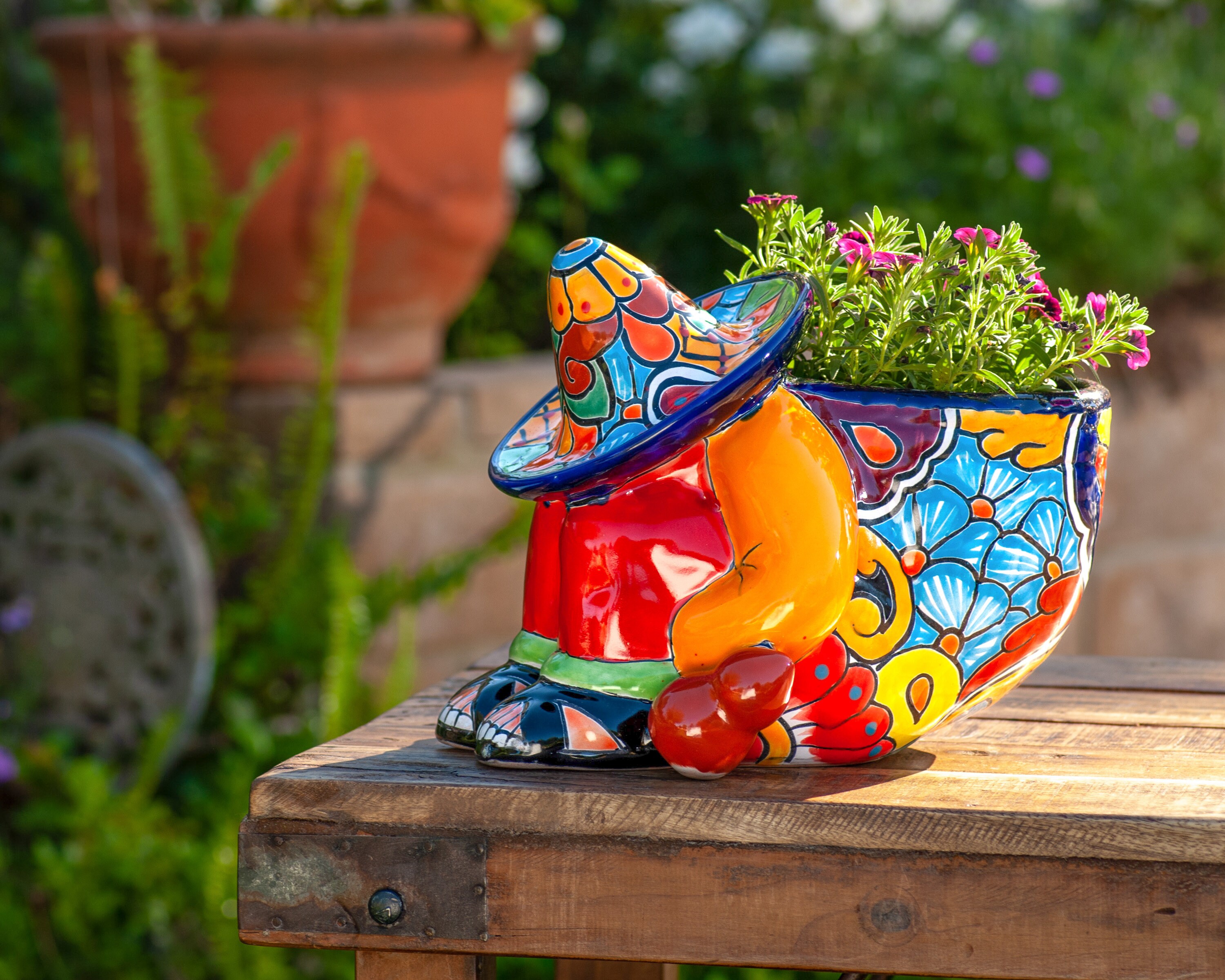 Gardening & Plants Home & Hobby Talavera Mexican Garden Decor Succulent ...