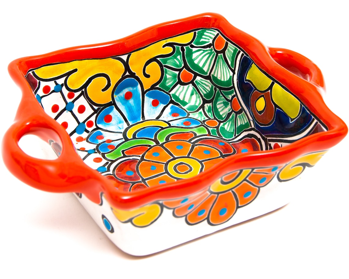 Talavera Pottery Hand Painted Ceramic Scalloped Serving Bowl - Etsy