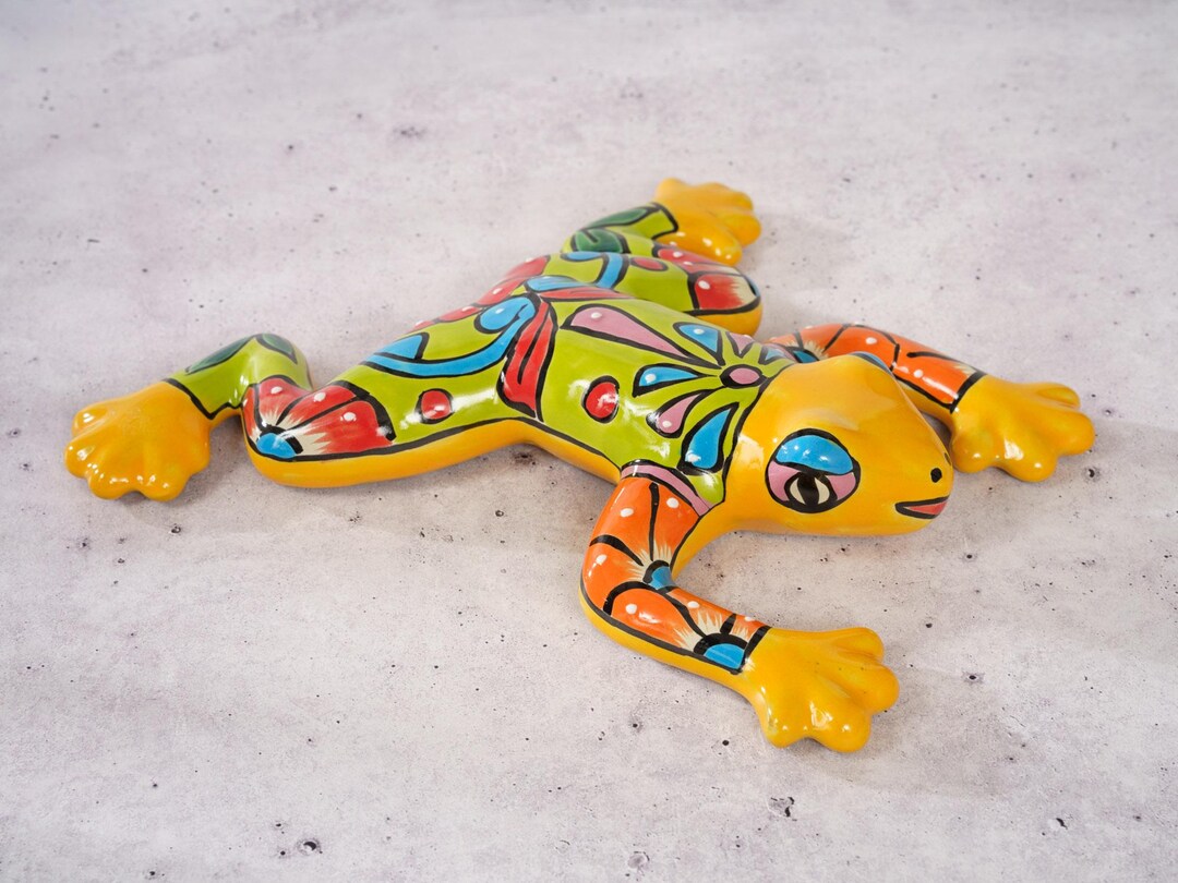 Large Ceramic Frog Marigold Talavera Mexican Handmade Pottery, Wall Art ...