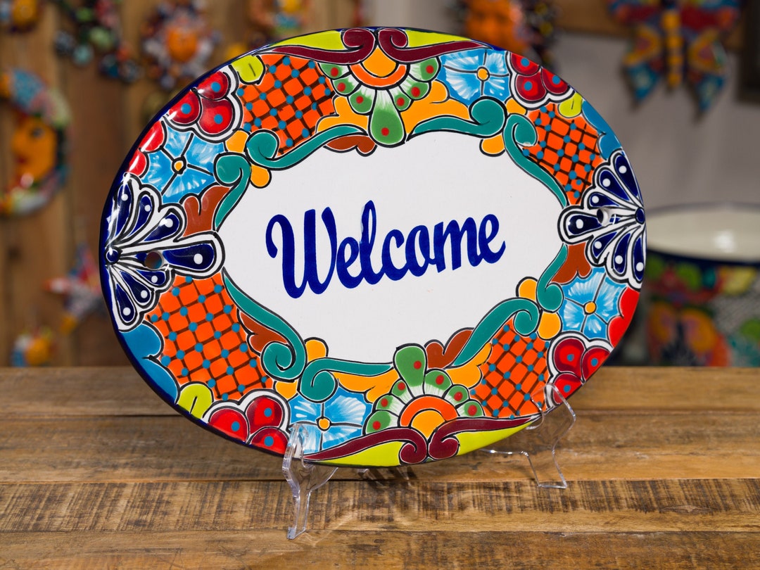 Welcome Sign for Porch Entryway Mexican Pottery Talavera Ceramic ...
