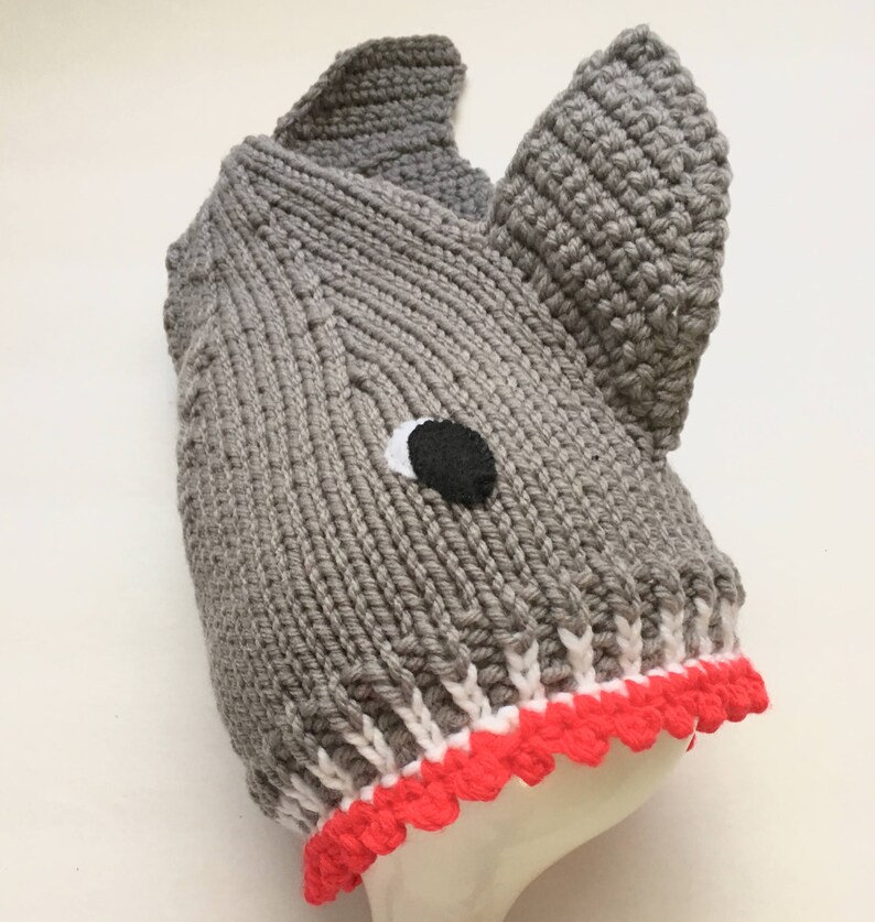 Shark Hat, Newborn Cap , Hand Knit Baby Hat, Baby Shower Gift, Gray ...