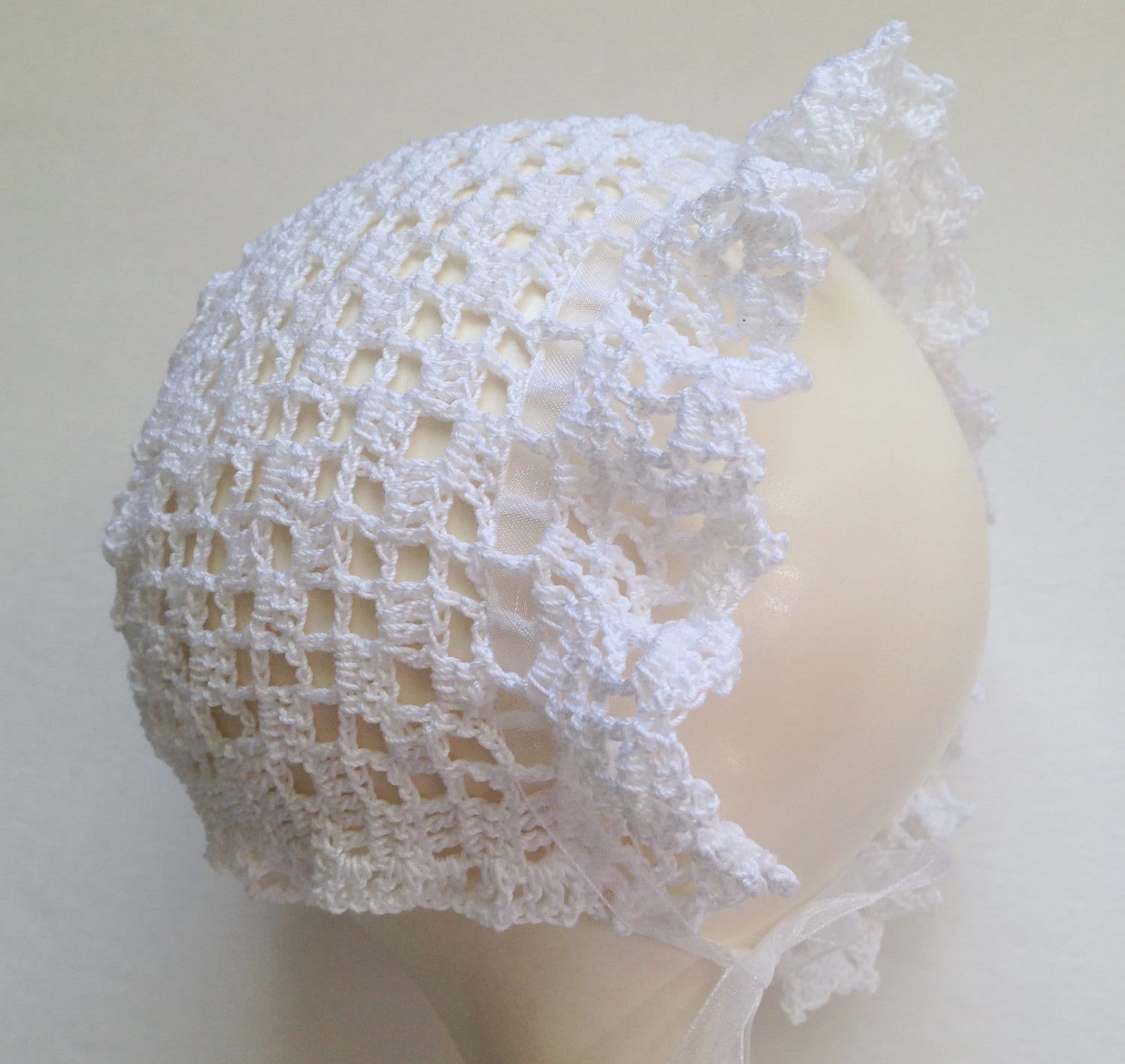 White Baby Bonnet Lace Baby Hat Heirloom Lace Hat Cotton | Etsy