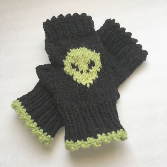 Alien Fingerless Gloves Halloween Mitts Hand Knit Gloves - Etsy