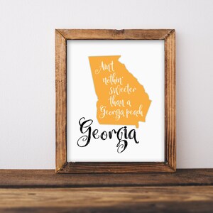 Georgia State Print, Georgia Peach, Georgia Map Printable, Georgia ...