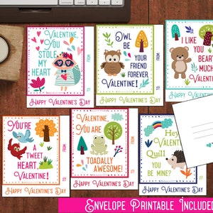 Kids Valentine Cards, Woodland Animals Valentines Hedgehog Owl for ...