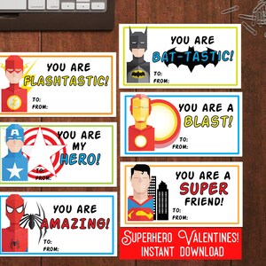 Superhero Valentine's Day Cards for Boys, School Valentines Cards for ...
