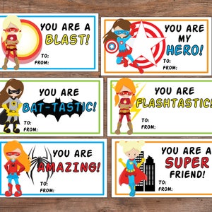 Superhero Valentine's Day Cards for Girls, School Valentines Cards for ...