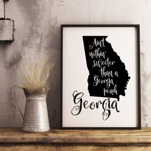 Georgia State Print, Georgia Peach, Georgia Map Printable, Georgia ...