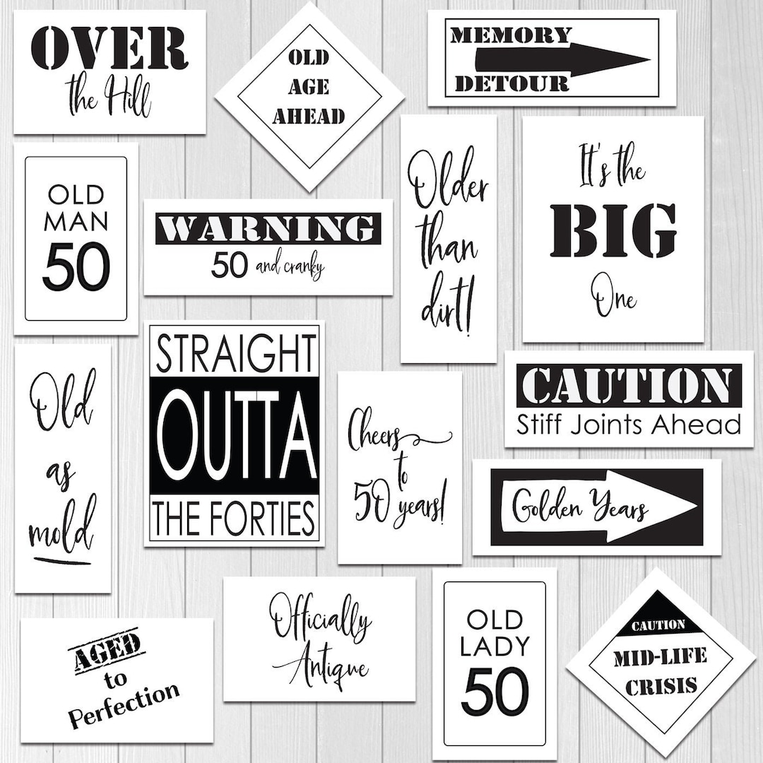 Funny PRINTABLE 50th Birthday Over the Hill Party Signs Posters ...