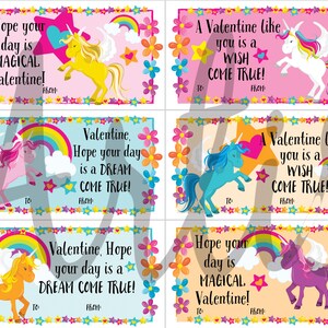 Unicorn Valentines for Kids School Valentine Cards for Girls Classroom ...