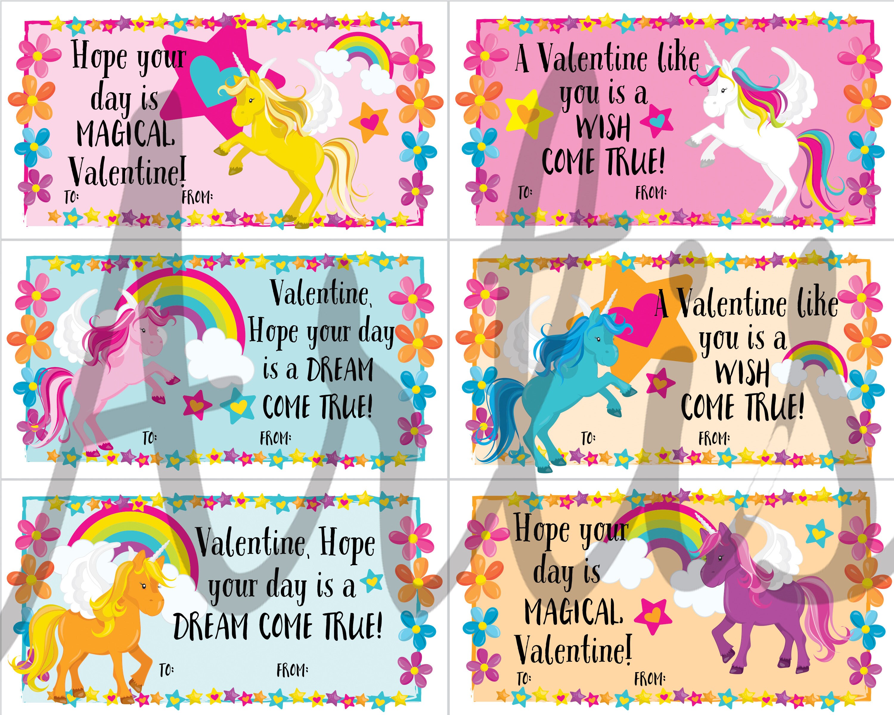 Unicorn Valentines for Kids School Valentine Cards for Girls Classroom ...