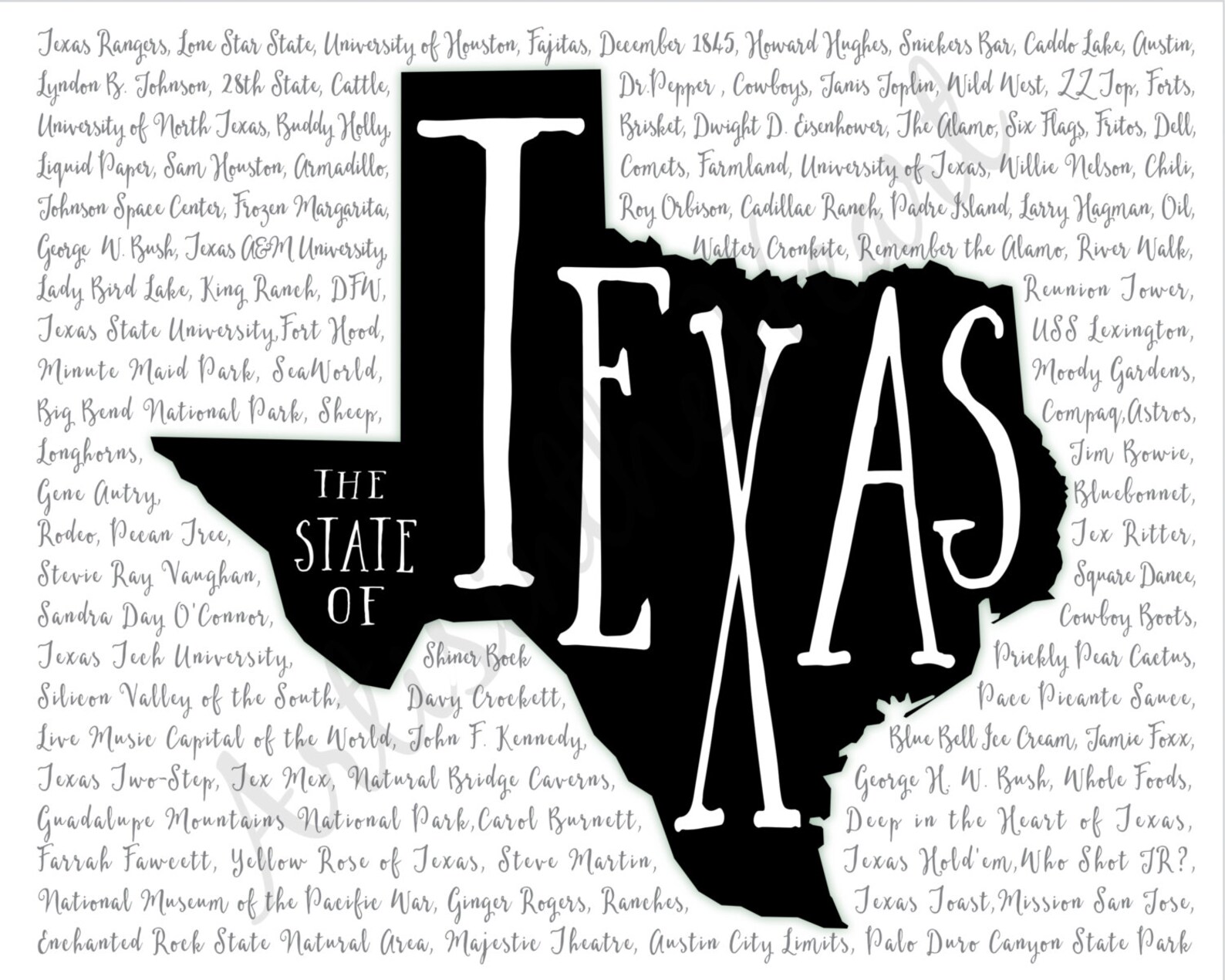 Texas Print Texas State Print Texas Map Printable Texas - Etsy