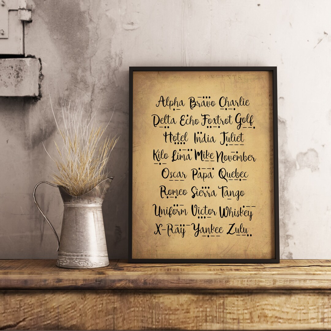 Alpha Bravo Charlie Military Alphabet Code Print Morse Code - Etsy