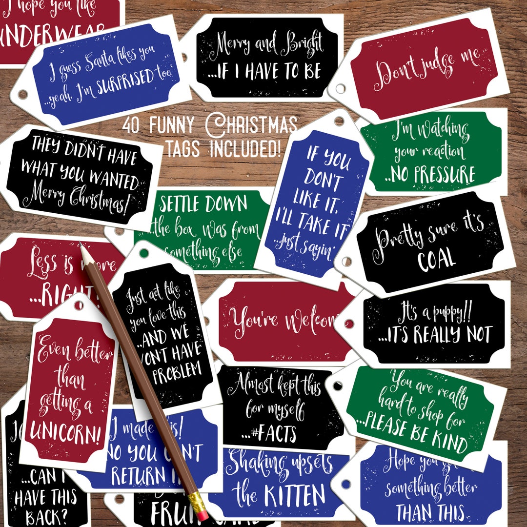 Funny Christmas Gift Tags Instant Download Printable White - Etsy