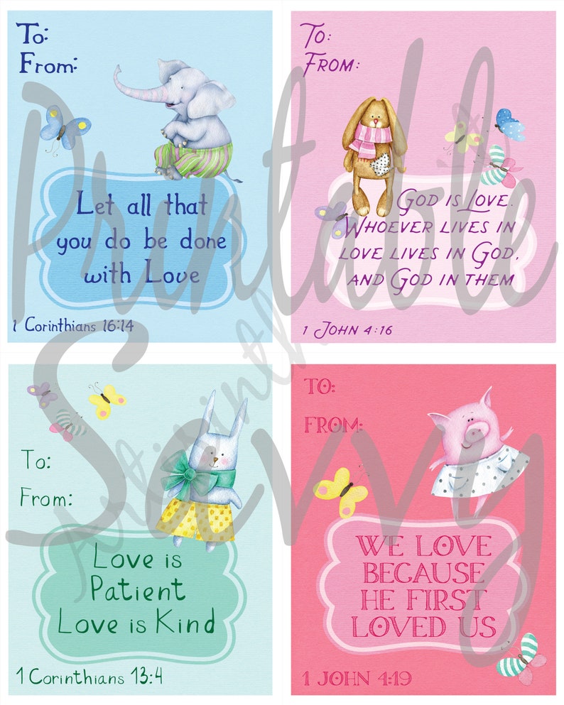 Kids Valentine's Day Cards Christian for School Bible - Etsy