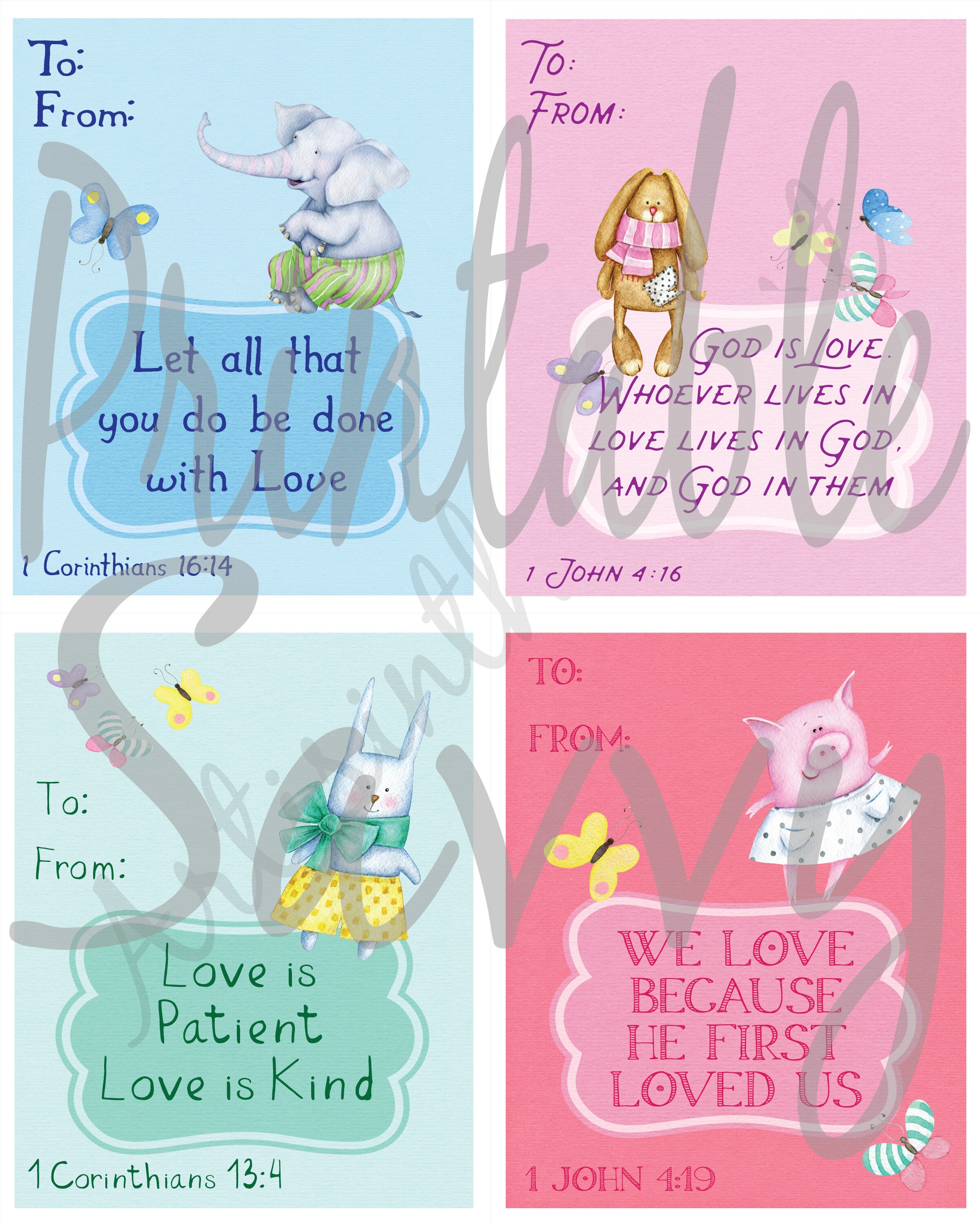 Kids Valentine's Day Cards Christian for School Bible - Etsy