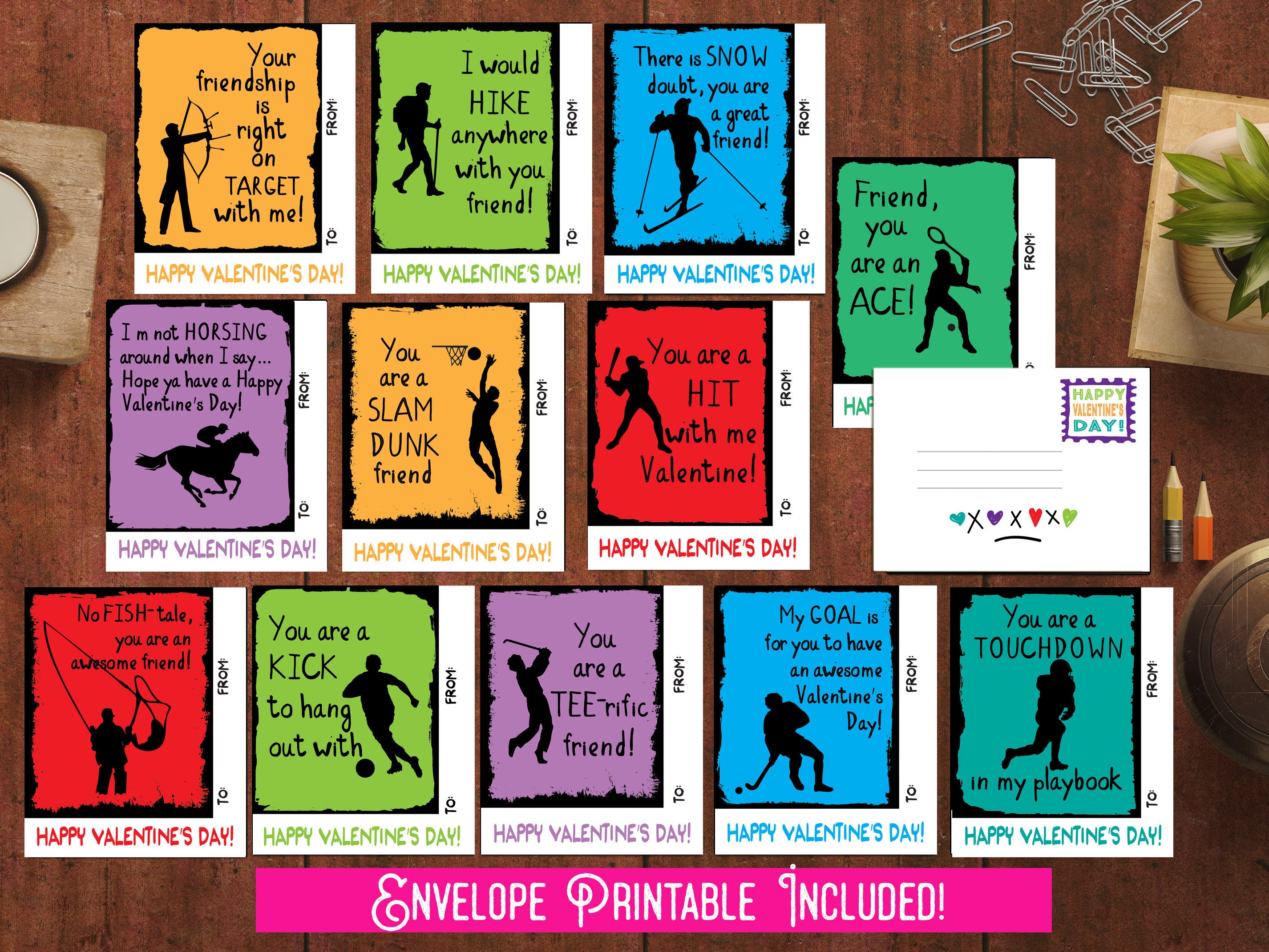 Sports Valentines for Boys Soccer Hockey Baseball Valentines for School ...