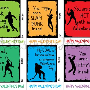 Sports Valentines for Boys Soccer Hockey Baseball Valentines for School ...