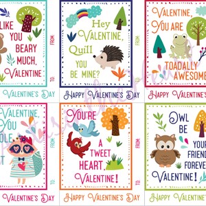 Kids Valentine Cards, Woodland Animals Valentines Hedgehog Owl for ...
