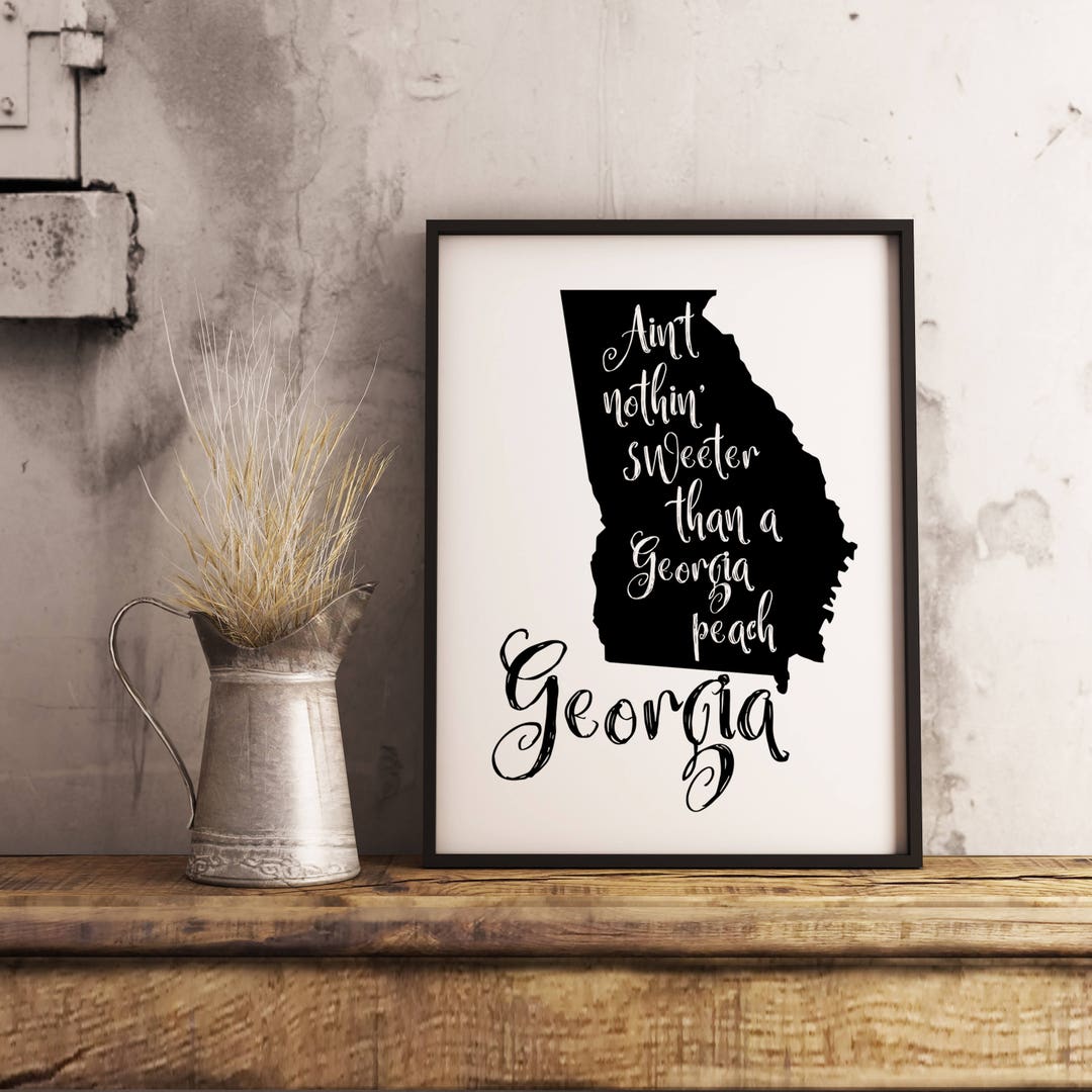 Georgia State Print, Georgia Peach, Georgia Map Printable, Georgia ...