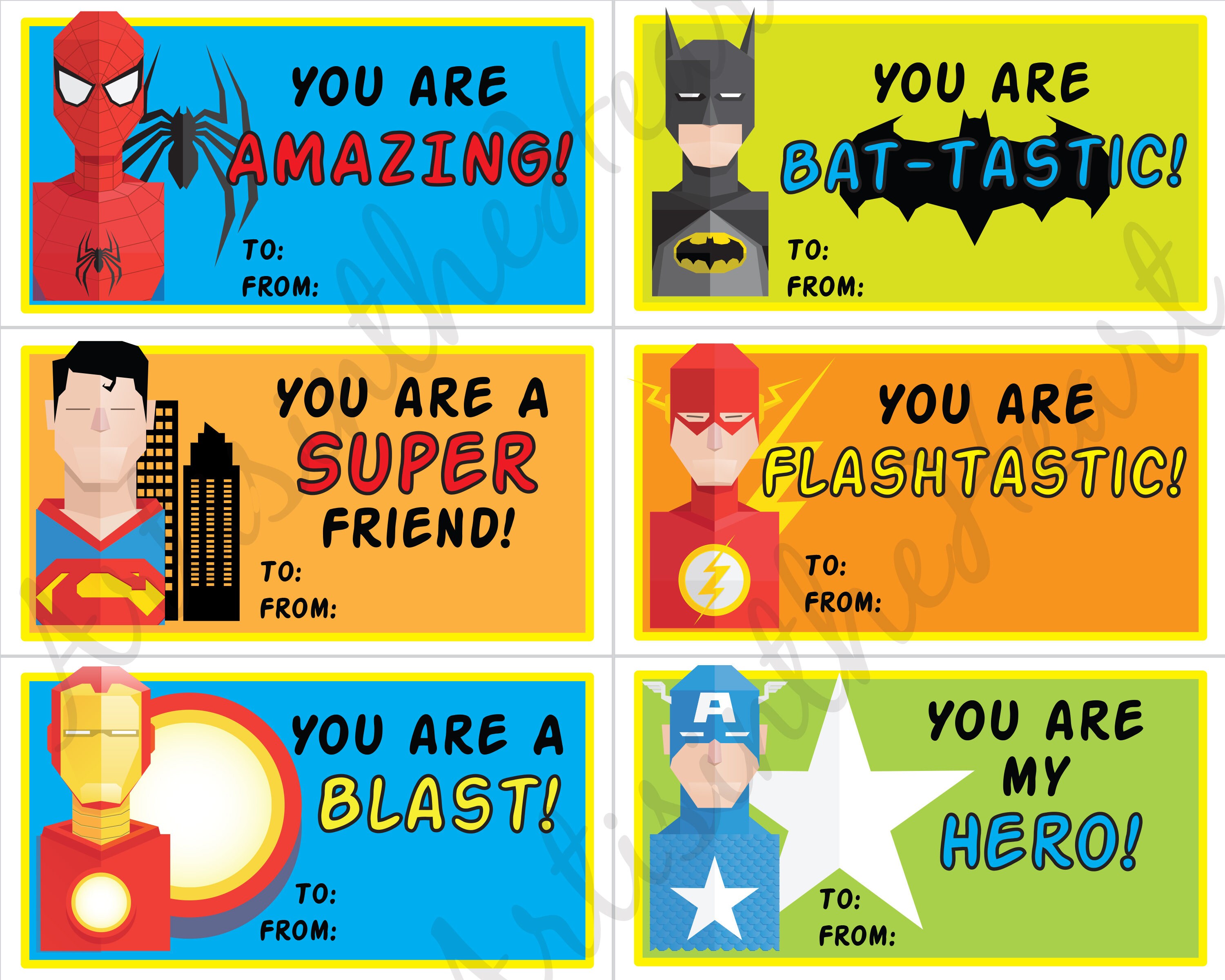 Superhero Valentine's Day Cards for Boys School - Etsy