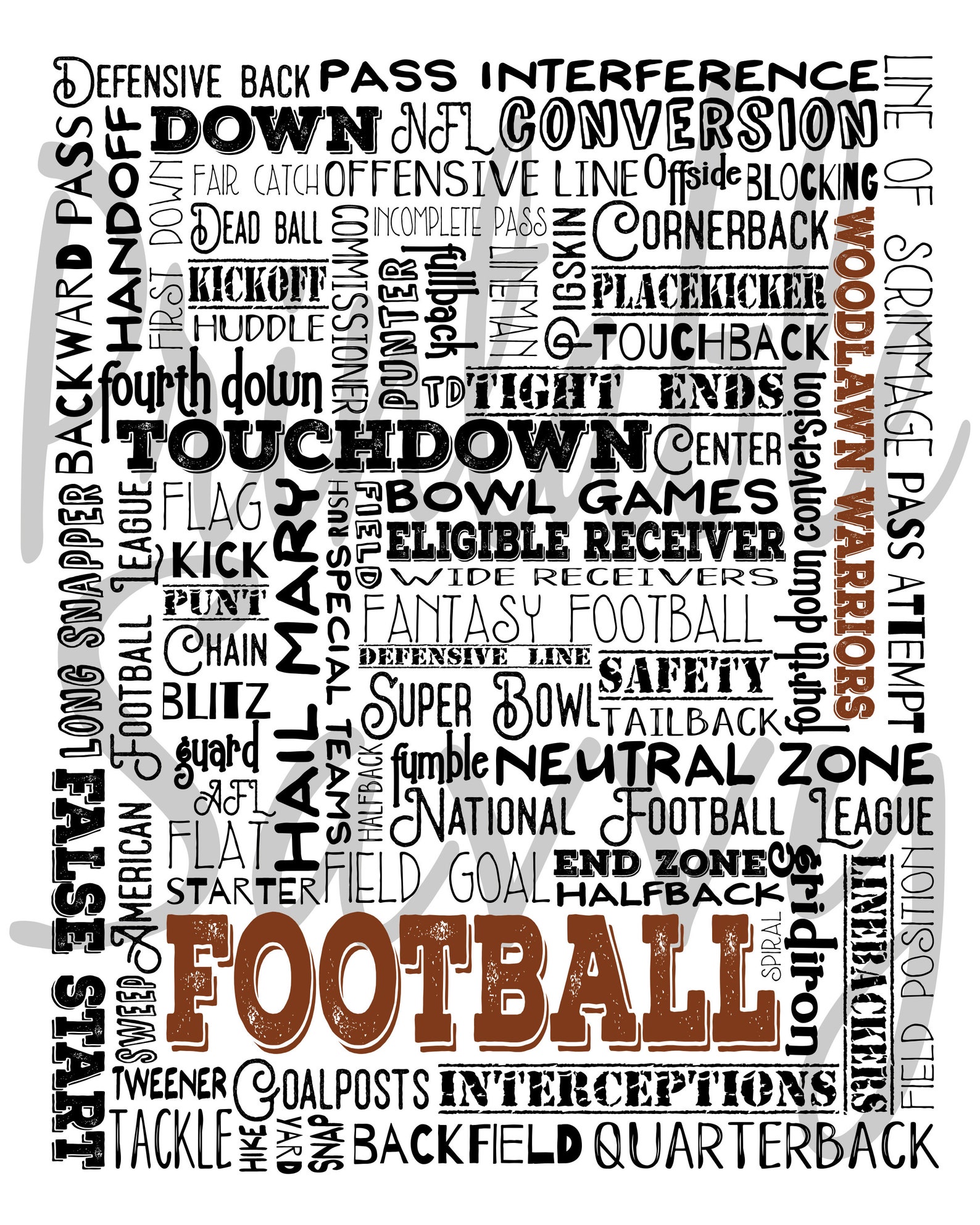 Football Print Personalized Football Sign Boys Sports Bedroom - Etsy