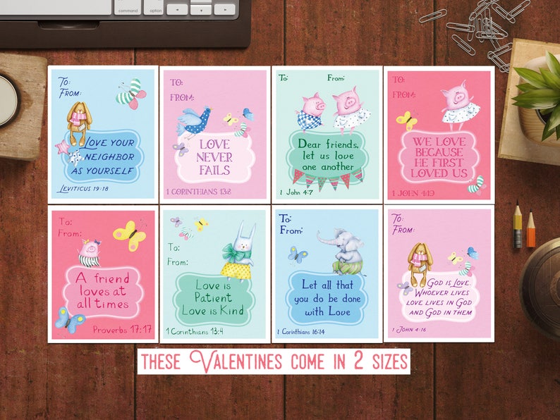 Kids Valentine's Day cards Christian for school Bible | Etsy