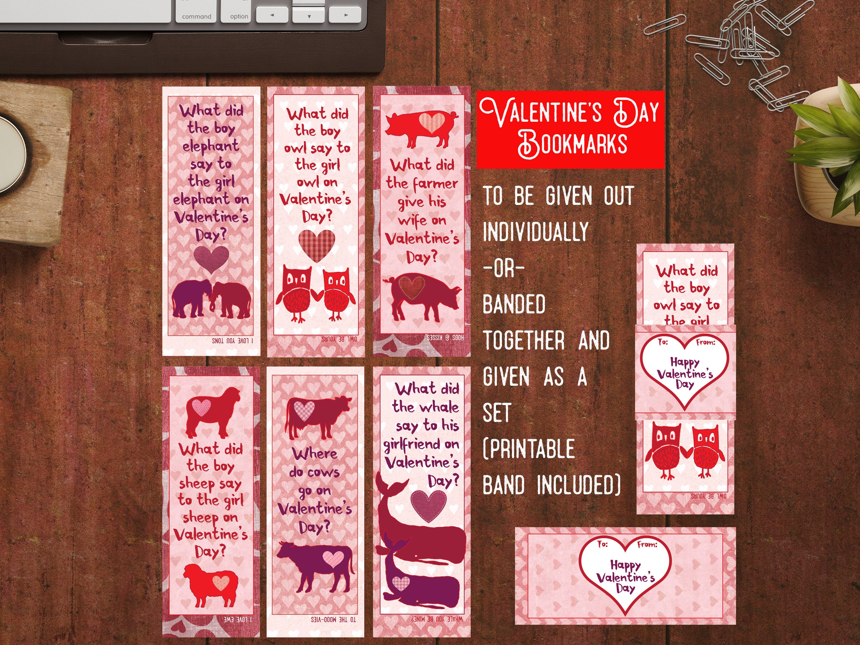 Kids Valentine Cards for School Funny Jokes Bookmark - Etsy