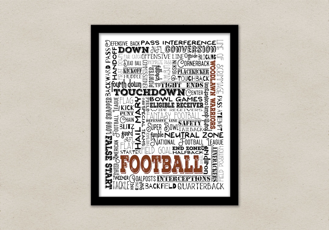 Football Print Personalized Football Sign Boys Sports Bedroom - Etsy