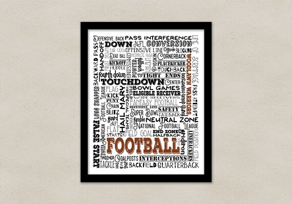 Football Print Personalized Football Sign Boys Sports Bedroom | Etsy
