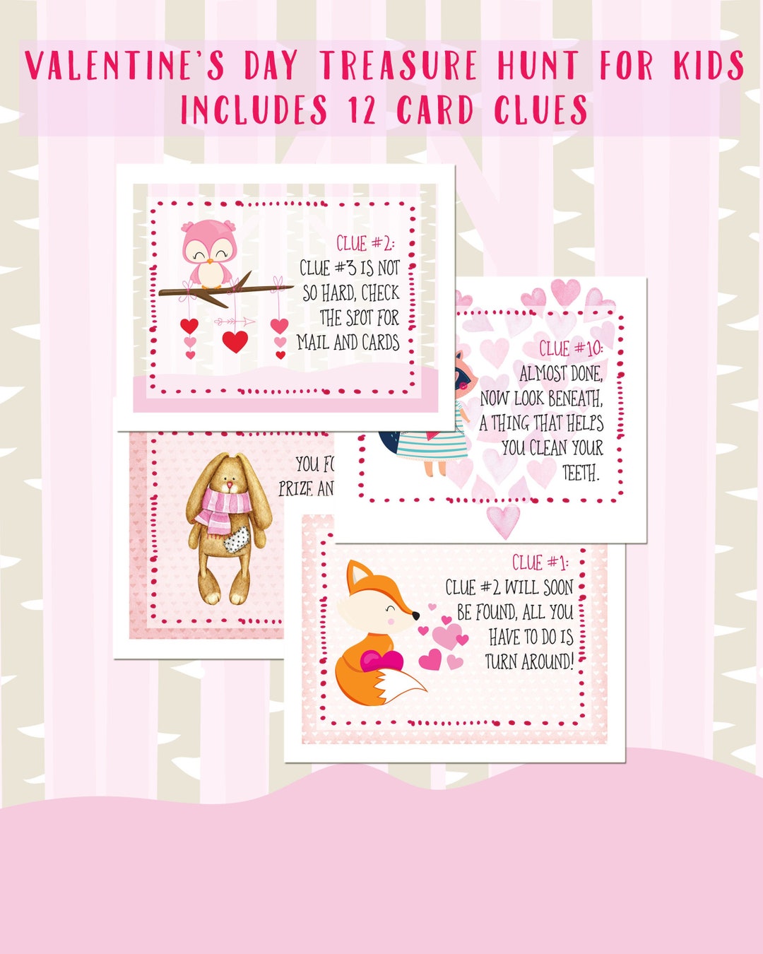 Valentine Treasure Hunt Game for Kids Valentine's Day Game, Valentine's ...