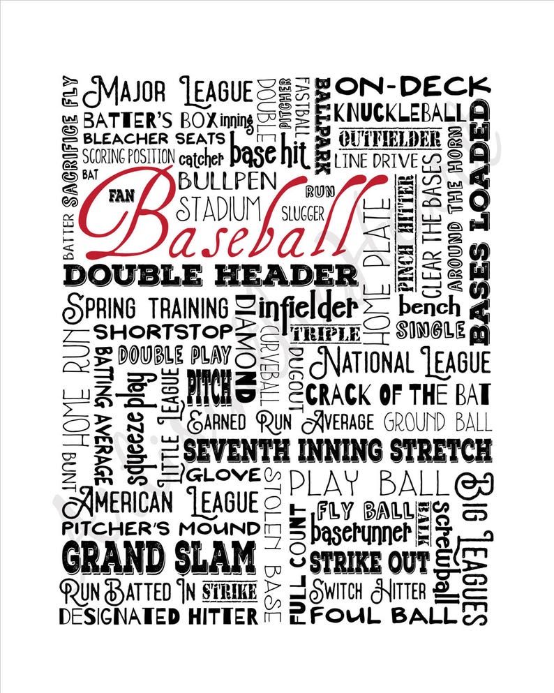 Baseball Print Instant Download Printable. PDF JPG Diy - Etsy