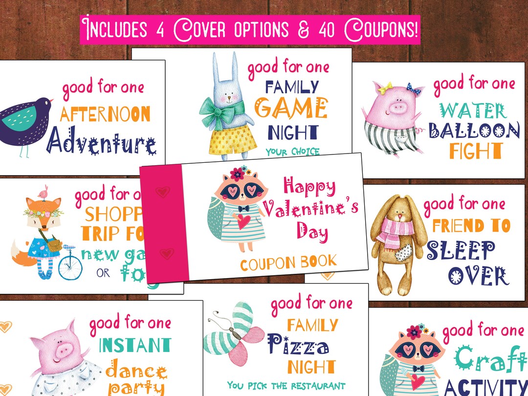 Valentine Coupon Book for Girls Printable Birthday Gift Instant ...