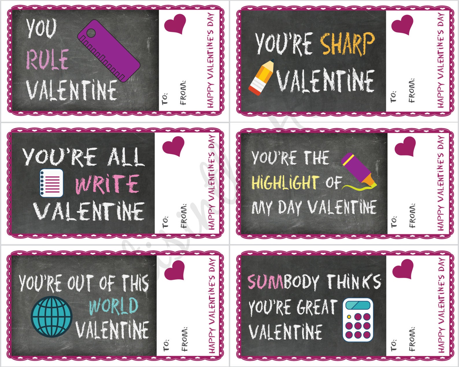 Printable Classroom Valentines for Kids Valentine Cards for - Etsy