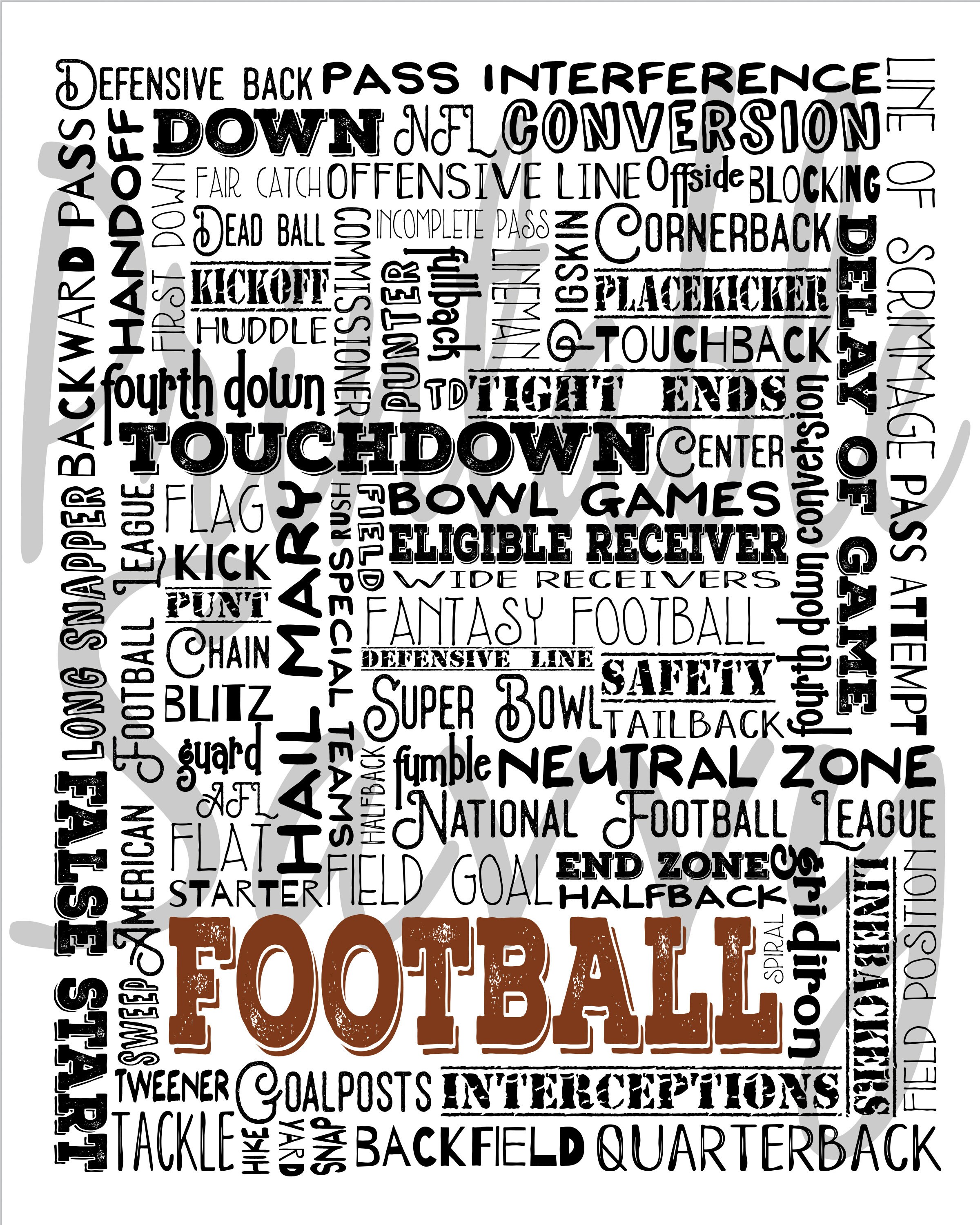 Football Print, Instant Download Printable. PDF JPG Diy Digital Wall ...