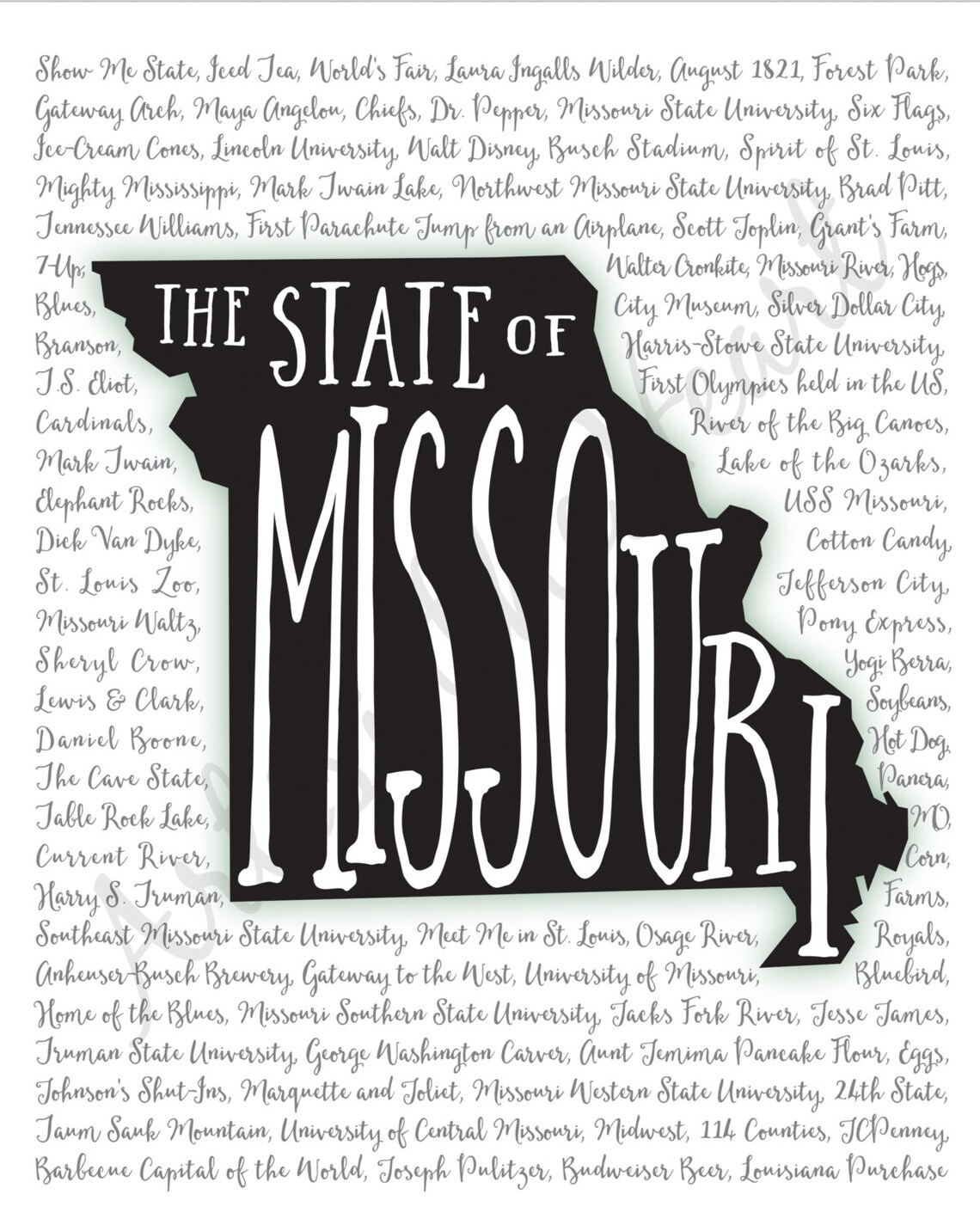 Missouri print Missouri State Print Missouri map printable | Etsy