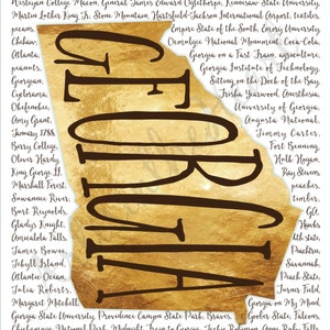 Georgia Print, Georgia Peach, Georgia State Print, Georgia Map ...