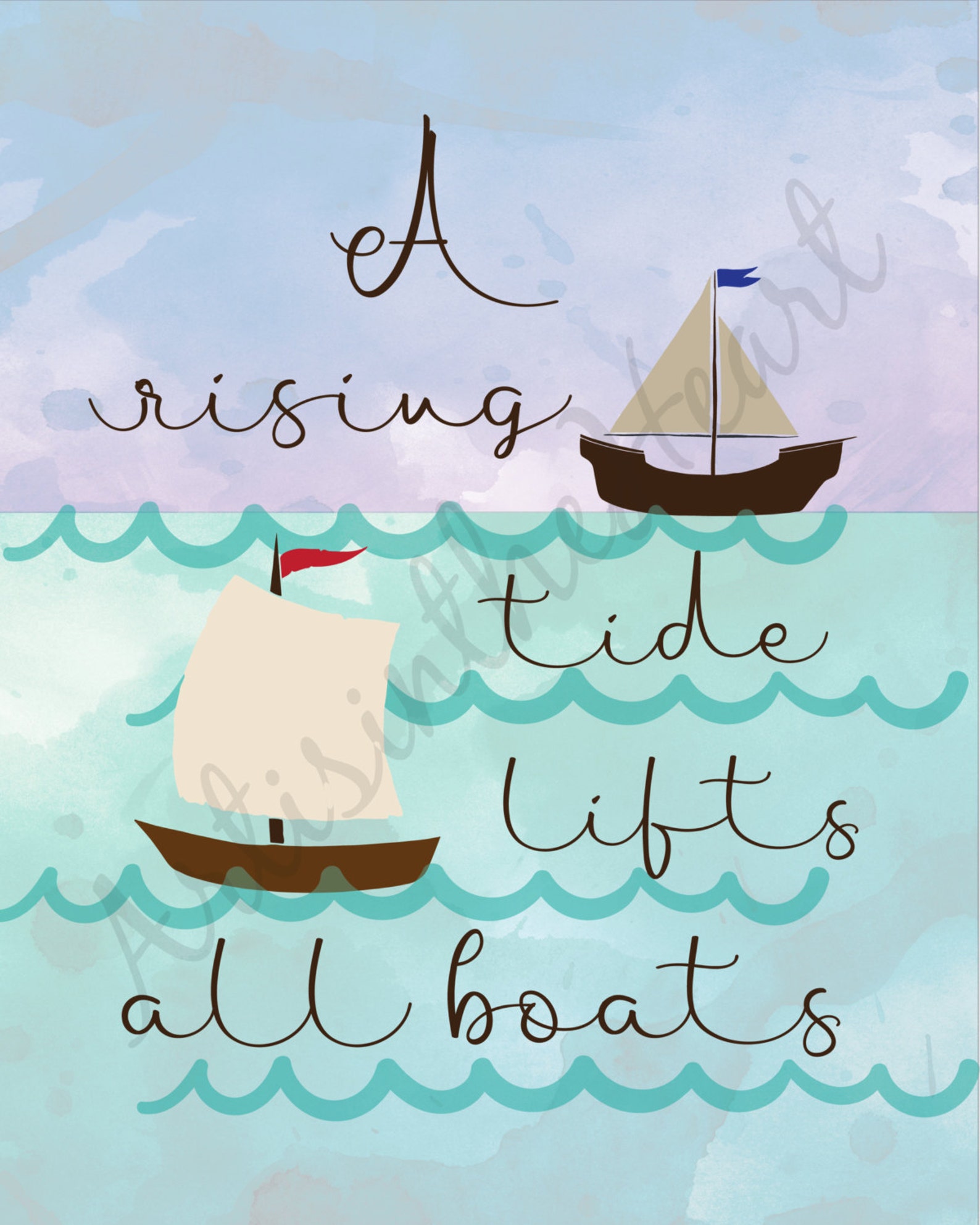 A Rising Tide Lifts All Boats Inspirational Quote Printable - Etsy