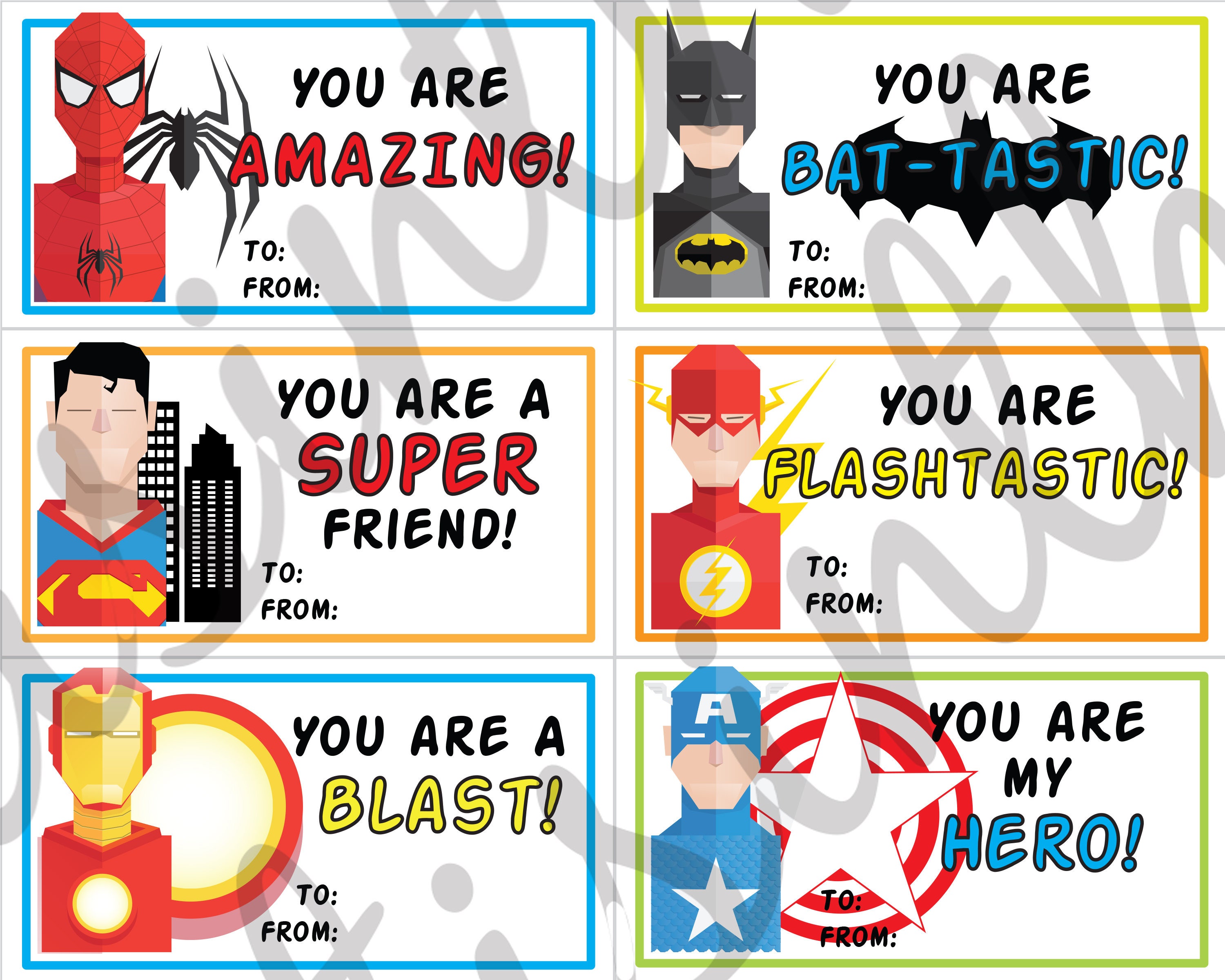 Superhero Valentine's Day Cards for Boys, School Valentines Cards for ...