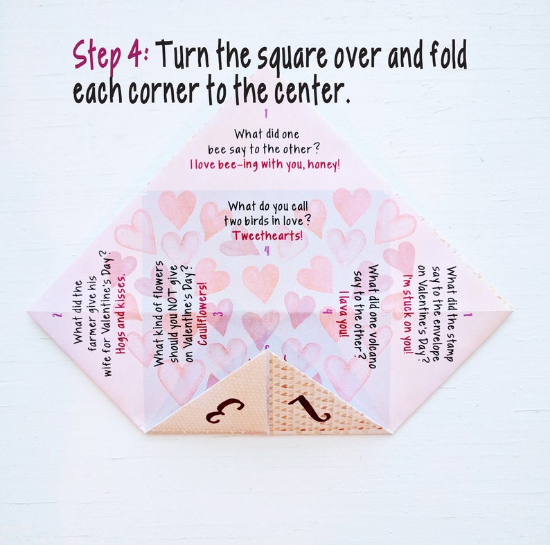Valentine cards for Kids Fortune Teller Cootie Catcher Jokes | Etsy