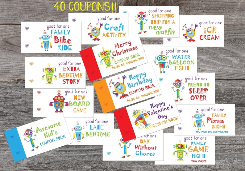 Valentine Coupon Book for Kids Birthday Printable Love Coupons - Etsy